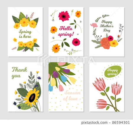 Spring bouquets card. Women invite, flowers... - Stock Illustration ...