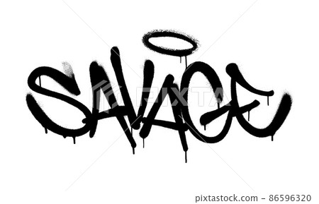 Sprayed savage font graffiti with overspray in... - Stock Illustration ...