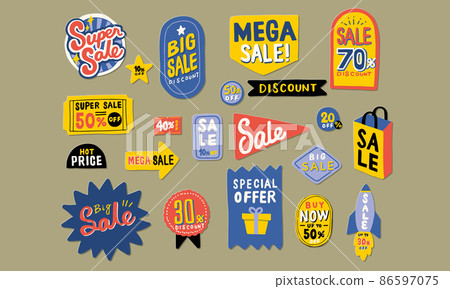 Hand-painted sticker illustration of bargain... - Stock Illustration ...