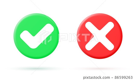 Green tick check mark and cross mark symbols - Stock Illustration ...