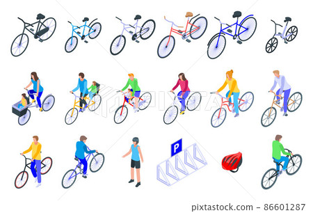 Bike family icons set, isometric style - Stock Illustration [86601287 ...