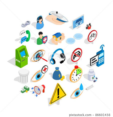 Concern icons set, isometric style - Stock Illustration [86601438] - PIXTA
