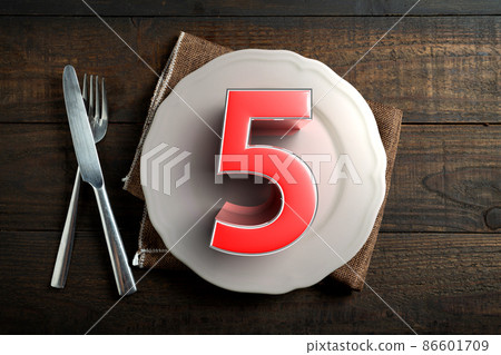 number 5 on a plate. - Stock Illustration [86601709] - PIXTA