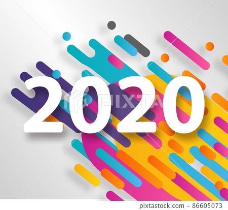 Creative happy new year 2020 card on modern... - Stock Illustration ...