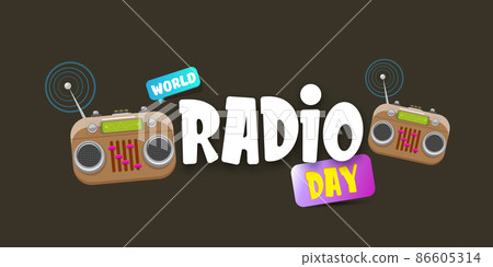 Vector World radio day horizontal banner with... - Stock Illustration ...