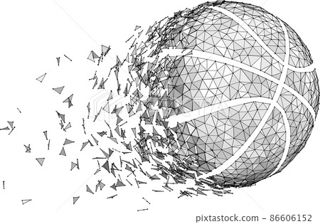 Basketball ball consisting of 3D triangles,... - Stock Illustration ...