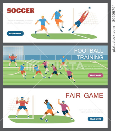 Soccer game and football training with players... - Stock Illustration ...