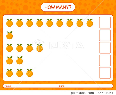 How many counting game with orange worksheet... - Stock Illustration ...