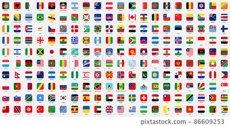 Square national flags of World countries - Stock Illustration [86609253 ...
