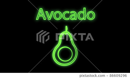vector illustration. avocado in neon on a black... - Stock Illustration ...
