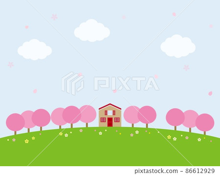 Spring landscape Sakura Cloud - Stock Illustration [86612929] - PIXTA