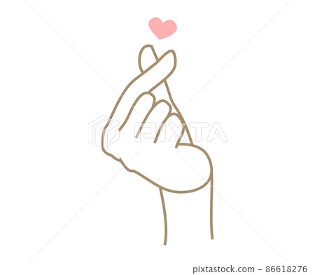 A heart-shaped hand sign made with fingers Kyun - Stock Illustration ...