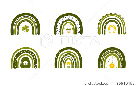 St. Patrick day rainbow in boho style. Bohemian... - Stock Illustration ...