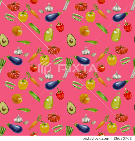 Pink seamless vegetable background - Stock Illustration [86620708] - PIXTA
