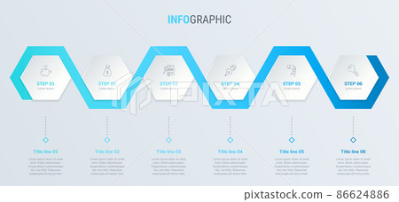 Blue timeline infographic design vector. 6... - Stock Illustration ...