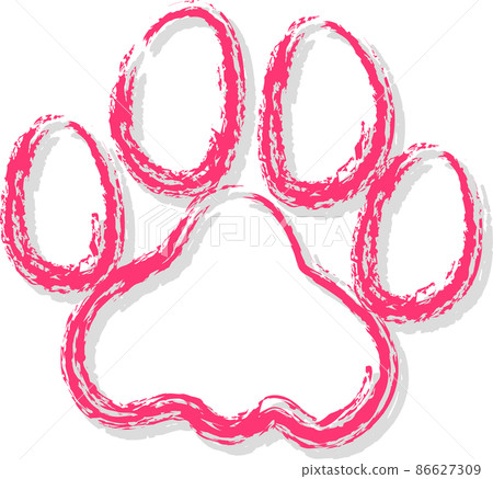 Dark pink dog footprints brush eyes line shadow - Stock Illustration ...