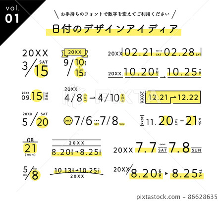 Simple date design idea set template period... - Stock Illustration ...