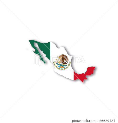 Mexico national flag in a shape of country map - Stock Illustration ...