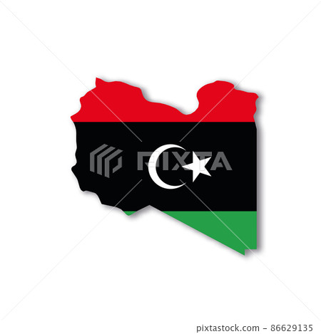 Libya national flag in a shape of country map - Stock Illustration ...