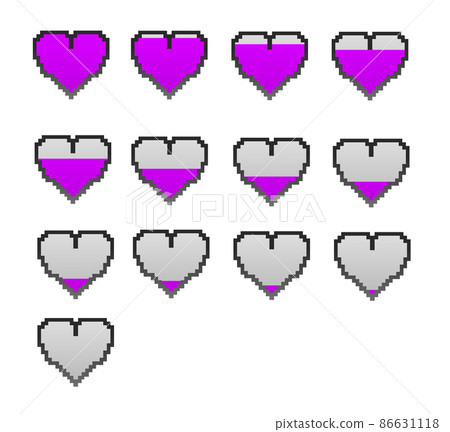 Purple heart meter (pixel art) - Stock Illustration [86631118] - PIXTA