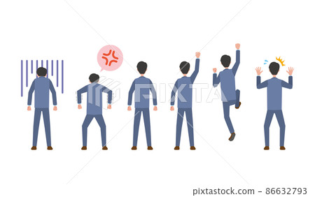 Back view illustration set of male office worker - Stock Illustration ...