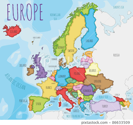 Political Europe Map vector illustration with...-插圖素材 [86633509] - PIXTA圖庫