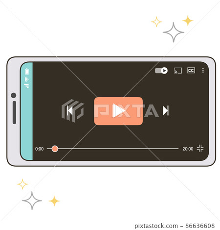 Smartphone video playback app screen - Stock Illustration [86636608 ...