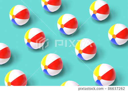 Beach balls pattern background. 3D illustration. - Stock Illustration ...
