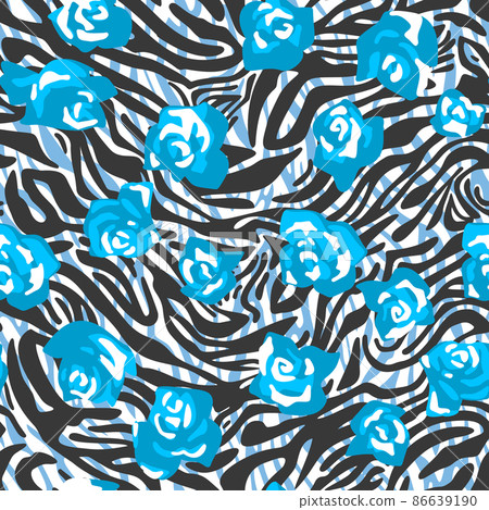 Seamless pattern made of roses buds with zebra... - Stock Illustration ...