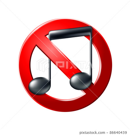 Forbidden no sound or music allowed red sign... - Stock Illustration ...