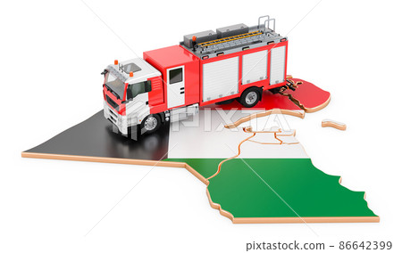Fire department in Kuwait. Fire engine truck on... - Stock Illustration ...
