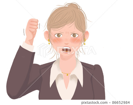 Working female office lady, anger - Stock Illustration [86652984] - PIXTA