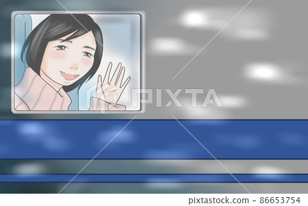 Illustration of a woman waving from the window - Stock Illustration ...