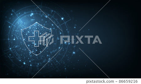 Futuristic medical healthcare shield background. - Stock Illustration ...