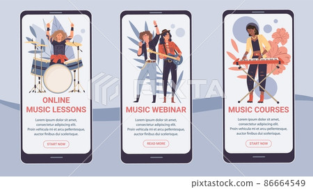 Cartoon flat characters on smartphone app... - Stock Illustration ...
