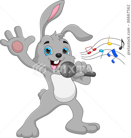 cartoon rabbit singing isolated on white... - Stock Illustration ...
