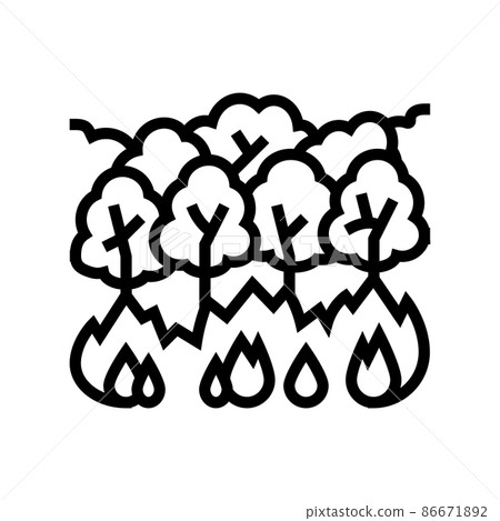 tree fire line icon vector illustration - Stock Illustration [86671892 ...