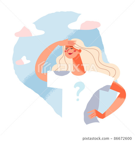 Girl looking to future, success vision of young... - Stock Illustration ...