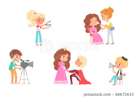 Kids make cinema movie, cinematography... - Stock Illustration ...