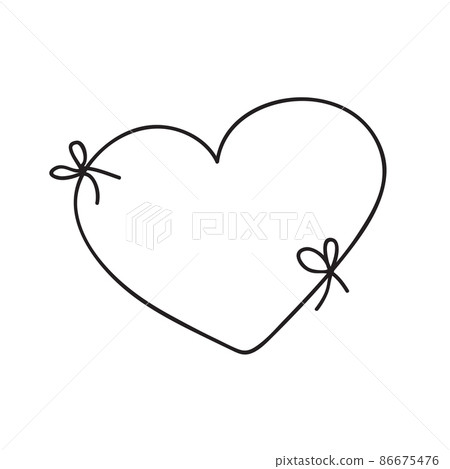 Hand draw a heart with a bow. Hand drawn doodle... - Stock Illustration ...