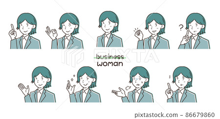 Business woman gesture set female - Stock Illustration [86679860] - PIXTA
