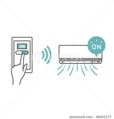 Iot related _ Air conditioner turned on with... - Stock Illustration ...