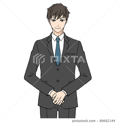 Young man in a suit waiting posture - Stock Illustration [86682144] - PIXTA