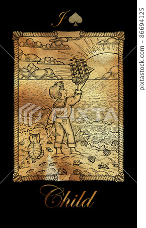 Child card from the oracle Old Marine Lenormand... - Stock Illustration ...