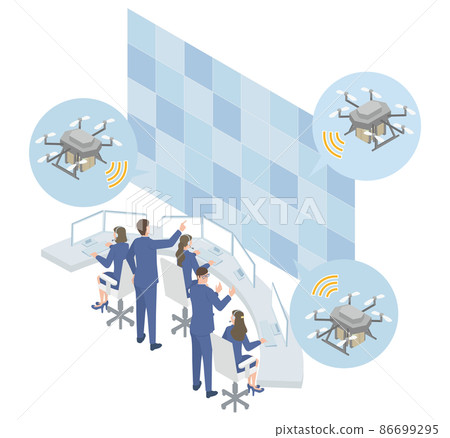 Staff working in the operations room to monitor... - Stock Illustration ...