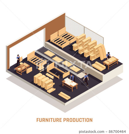Furniture Production Isolated Isometric Concept - Stock Illustration ...