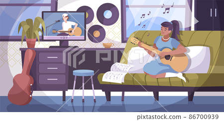 Remote Music Lessons Composition - Stock Illustration [86700939] - PIXTA