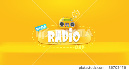 Vector World radio day horizontal banner with... - Stock Illustration ...