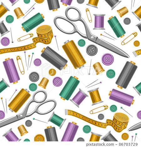 Vector Sewing Seamless Pattern - Stock Illustration [86703729] - PIXTA