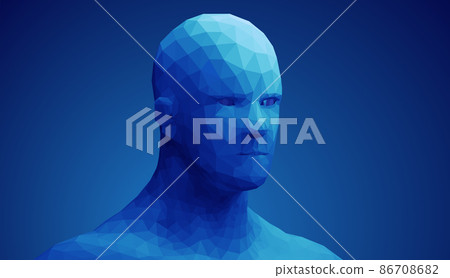 Human head, low poly style 3d vector wireframe... - Stock Illustration ...